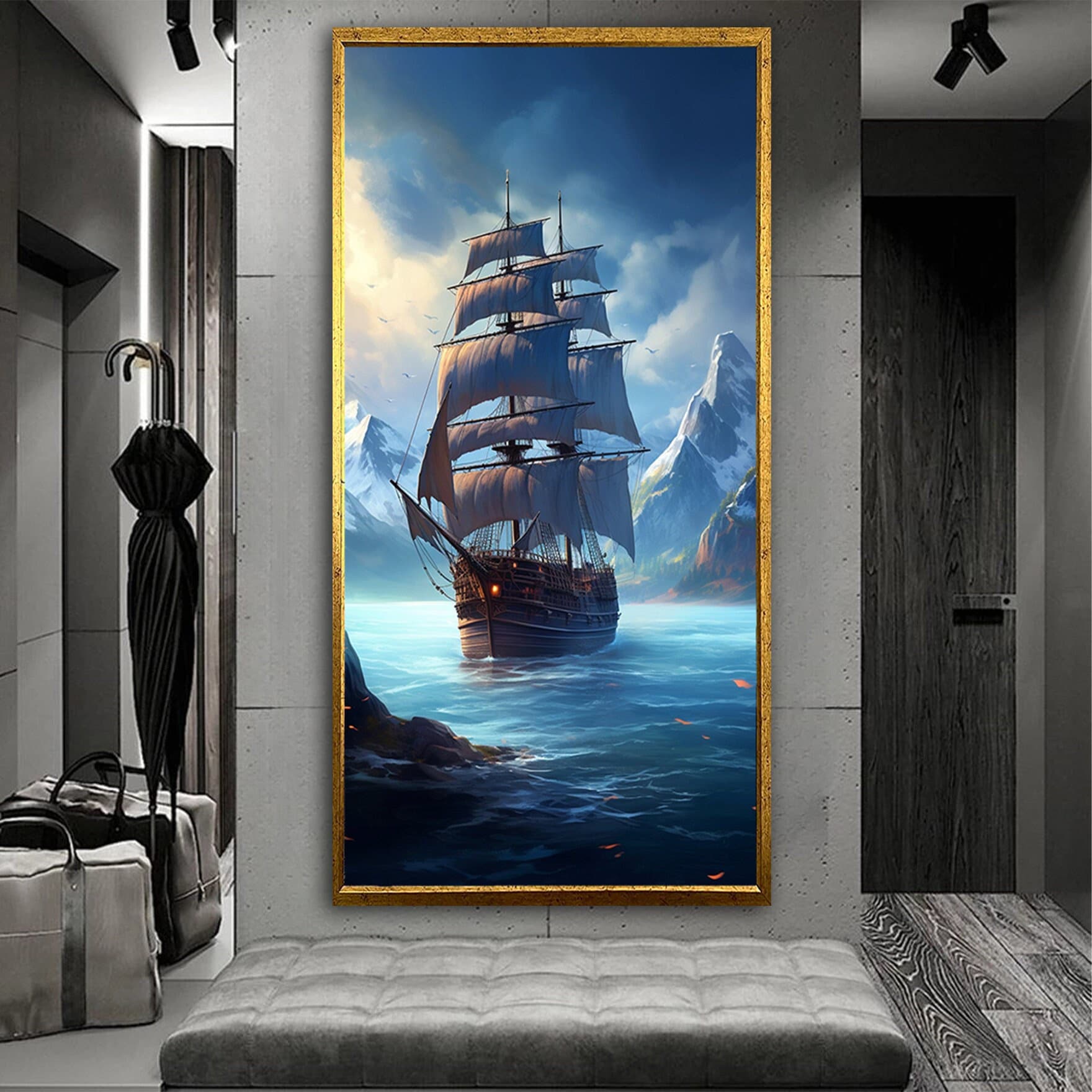 Ship Canvas Art, Ship Wall Painting, Nautical Ship Print, Vintage Ship ...