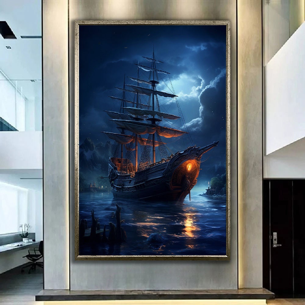 Ship Canvas Art, Ship Wall Painting, Ship Art Print, Ship Scenic Decor ...