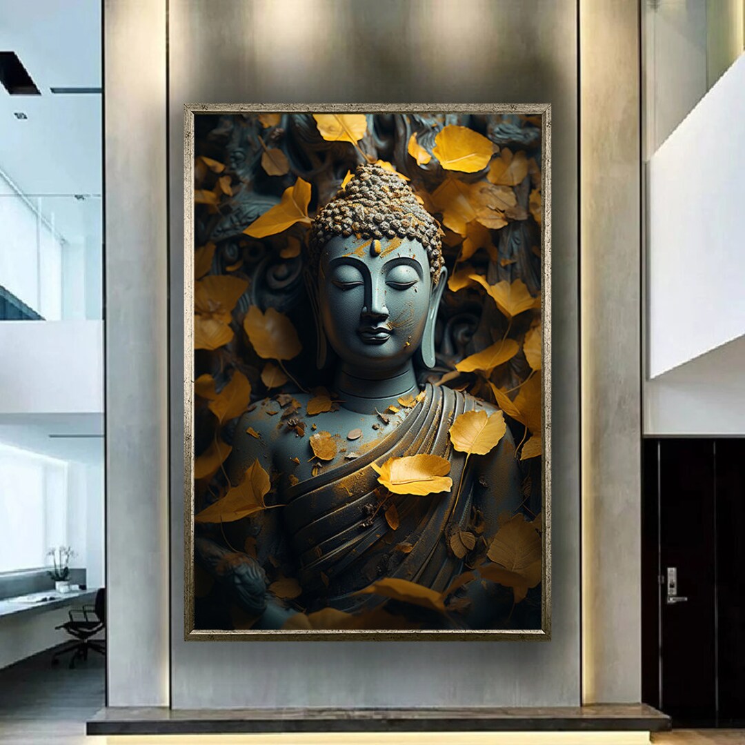 Buddha Leaf Themed Art, Buddha Painting Style, Buddha Wallpaint Zen ...