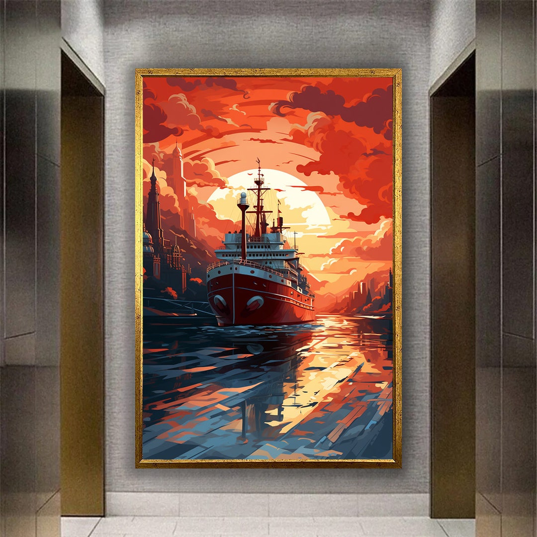 Ship Canvas Journey , Ship Canvas Art, Boat Art Print, Vessel Painting ...