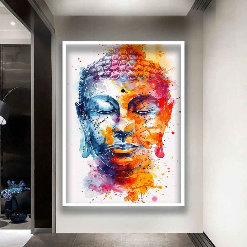 Colorful Buddha Art, Colorful Buddha Painting, Buddha Wall Decor ...