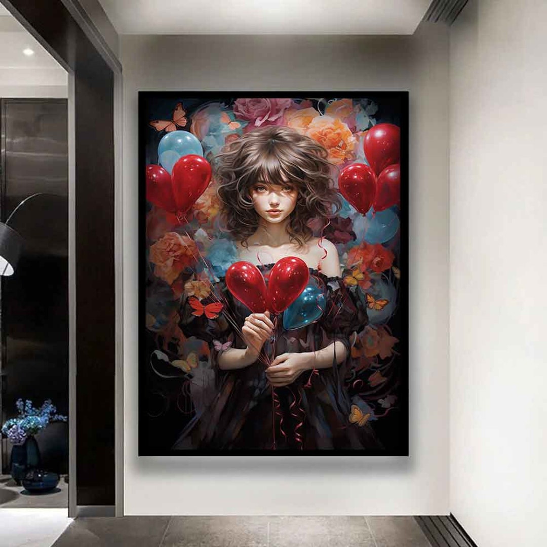 Impression sur toile de couples romantiques Portrait d'art de coeur ...