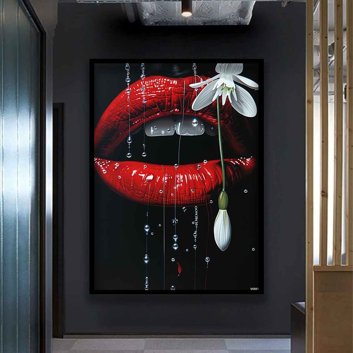Red Woman Lips Art, Red Woman Lips Painting, Woman Lips Canvas, Woman ...