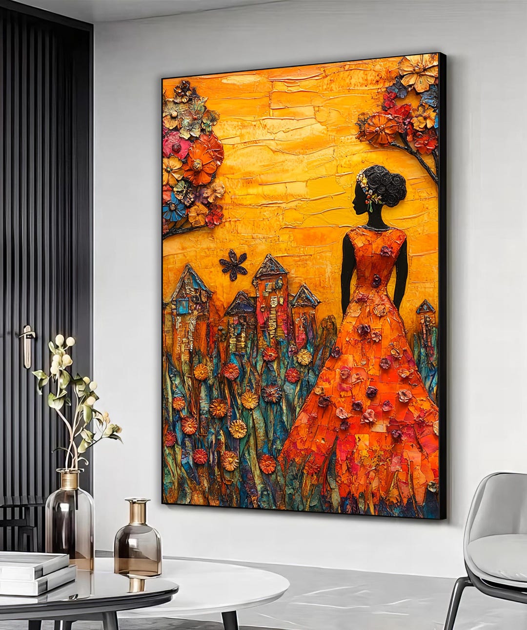 African Traditional Wall Art Print, African Village Cultural Canvas ...