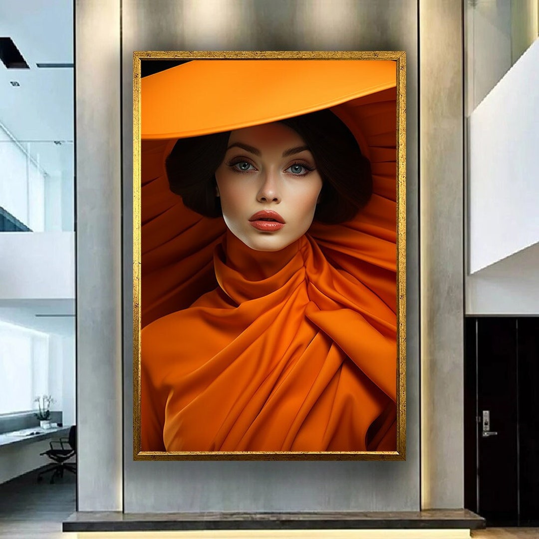 Woman Art Gold Painting, Woman Fashion Art, Girl Canvas Style, Lady ...