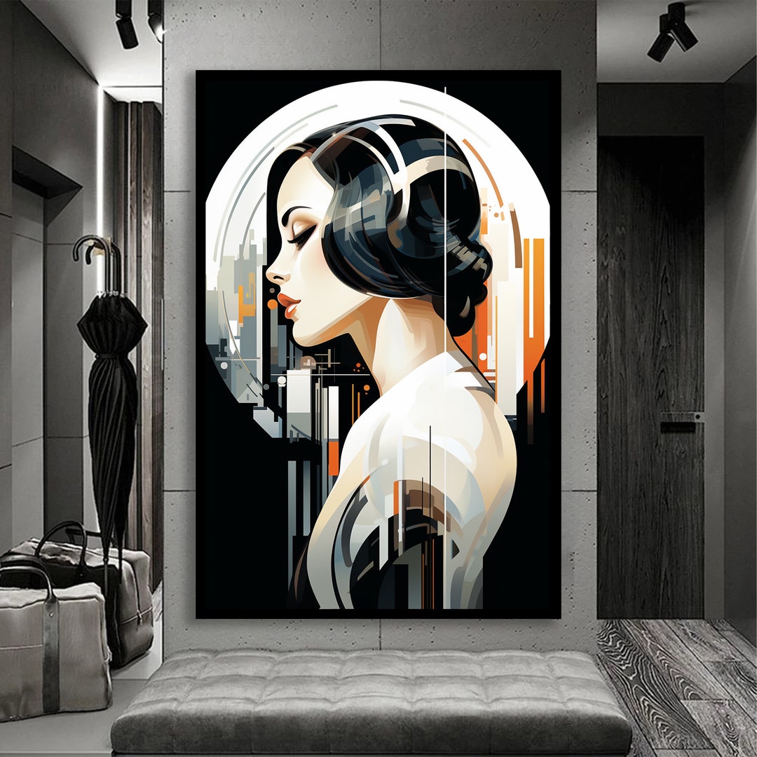 Woman Elegant Abstract Painting, Girl Art Print, Lady Painting Style ...