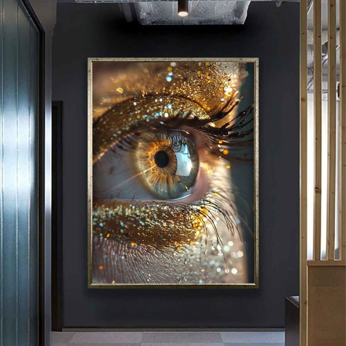 Woman Gold Shimmered Eye Art, Woman Gold Shimmered Eye Painting, Woman ...