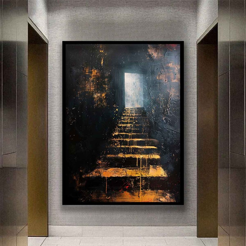 Staircase Leading to Door Canvas Print, Staircase Art, Staircase ...