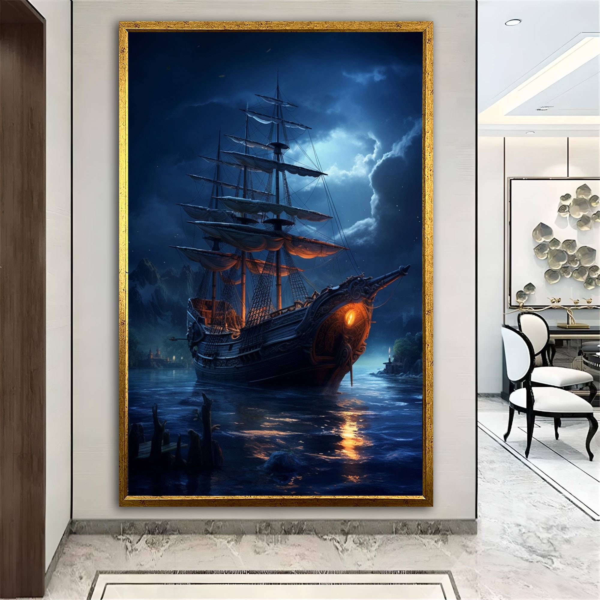 Ship Canvas Art, Ship Wall Painting, Ship Art Print, Ship Scenic Decor ...
