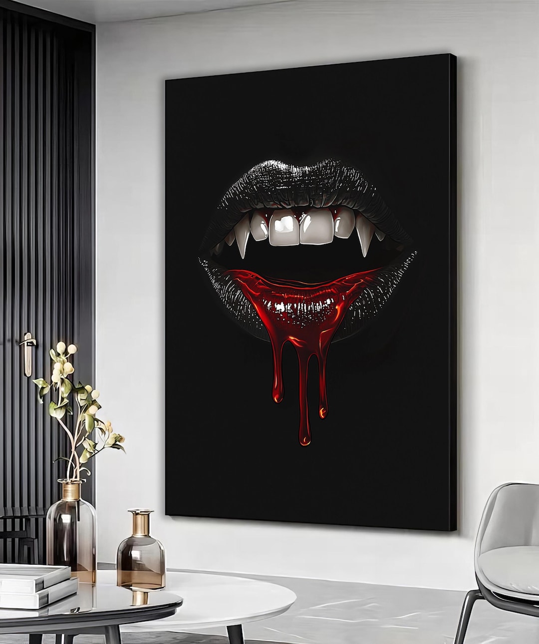 Vampire Woman Lips Canvas Print, Woman Lips Blood Art, Vampire Lips Art ...