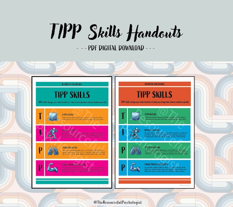 TIPP SKILLS Handouts --- Dialectical Behaviour Therapy, DBT, Distress ...