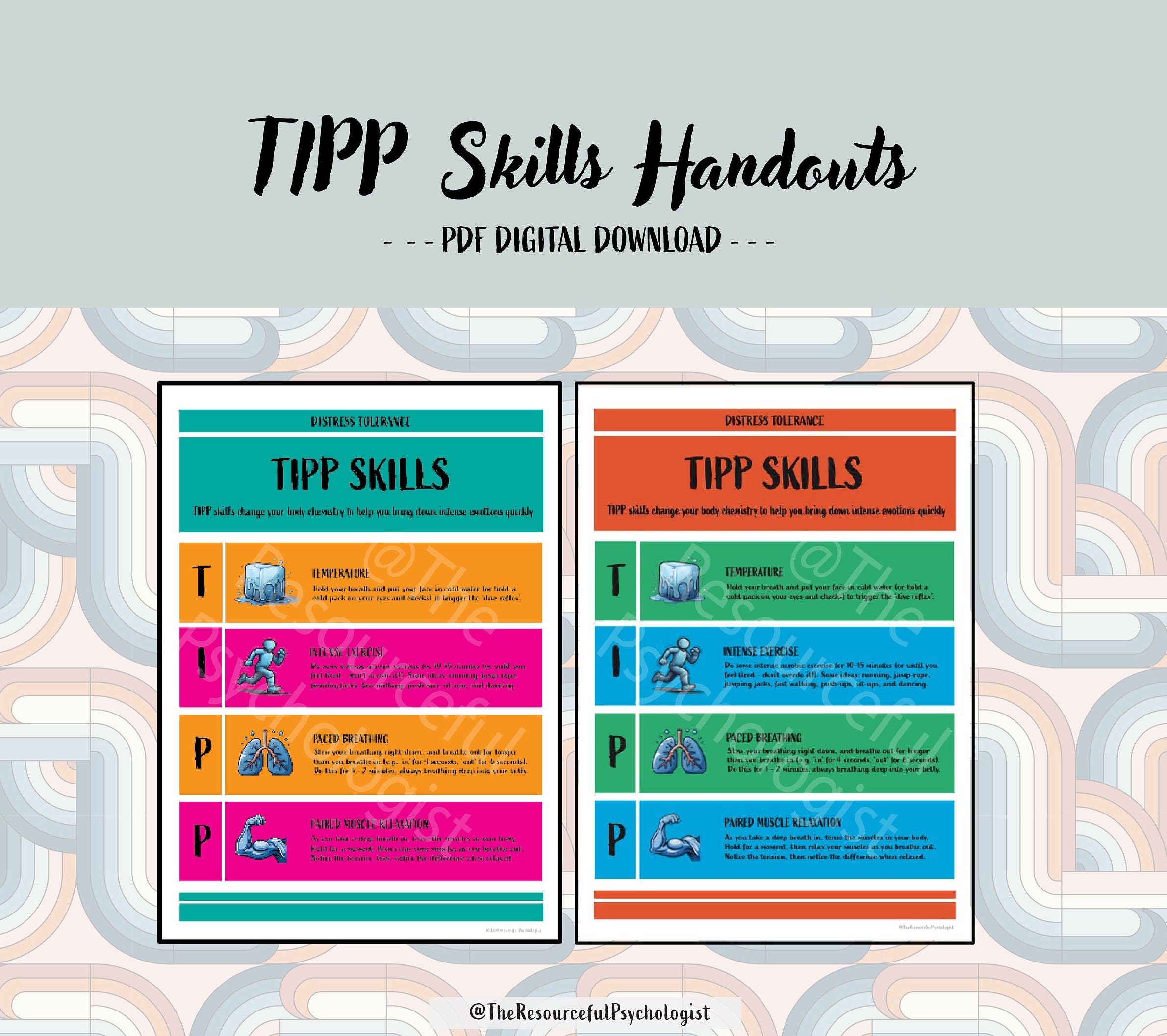TIPP SKILLS Handouts --- Dialectical Behaviour Therapy, DBT, Distress ...