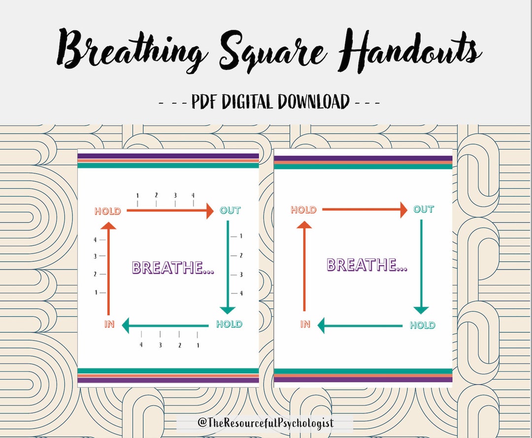 BOX BREATHING Handouts --- the 'breathing Square', Square Breathing, Grounding, Emotion ...