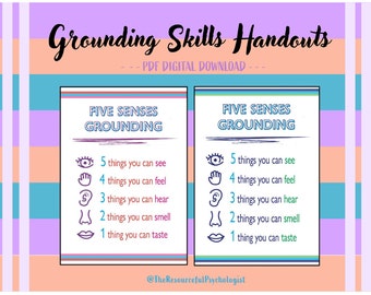 GROUNDING SKILLS Handouts Emotion Regulation, Mindfulness, 5 Senses ...