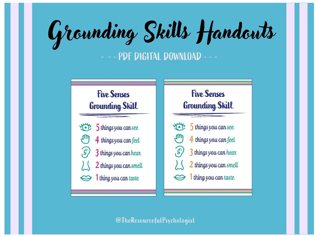 GROUNDING SKILLS Handouts --- Emotion Regulation, Mindfulness, 5 Senses ...