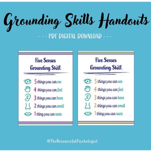 GROUNDING SKILLS Handouts --- Emotion Regulation, Mindfulness, 5 Senses ...