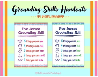 GROUNDING SKILLS Handouts --- Emotion Regulation, Mindfulness, 5 Senses ...