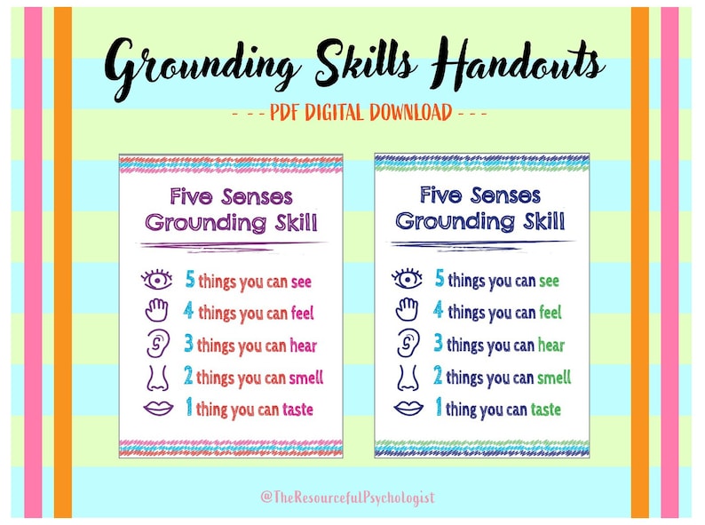GROUNDING SKILLS Handouts Emotion Regulation Mindfulness - Etsy