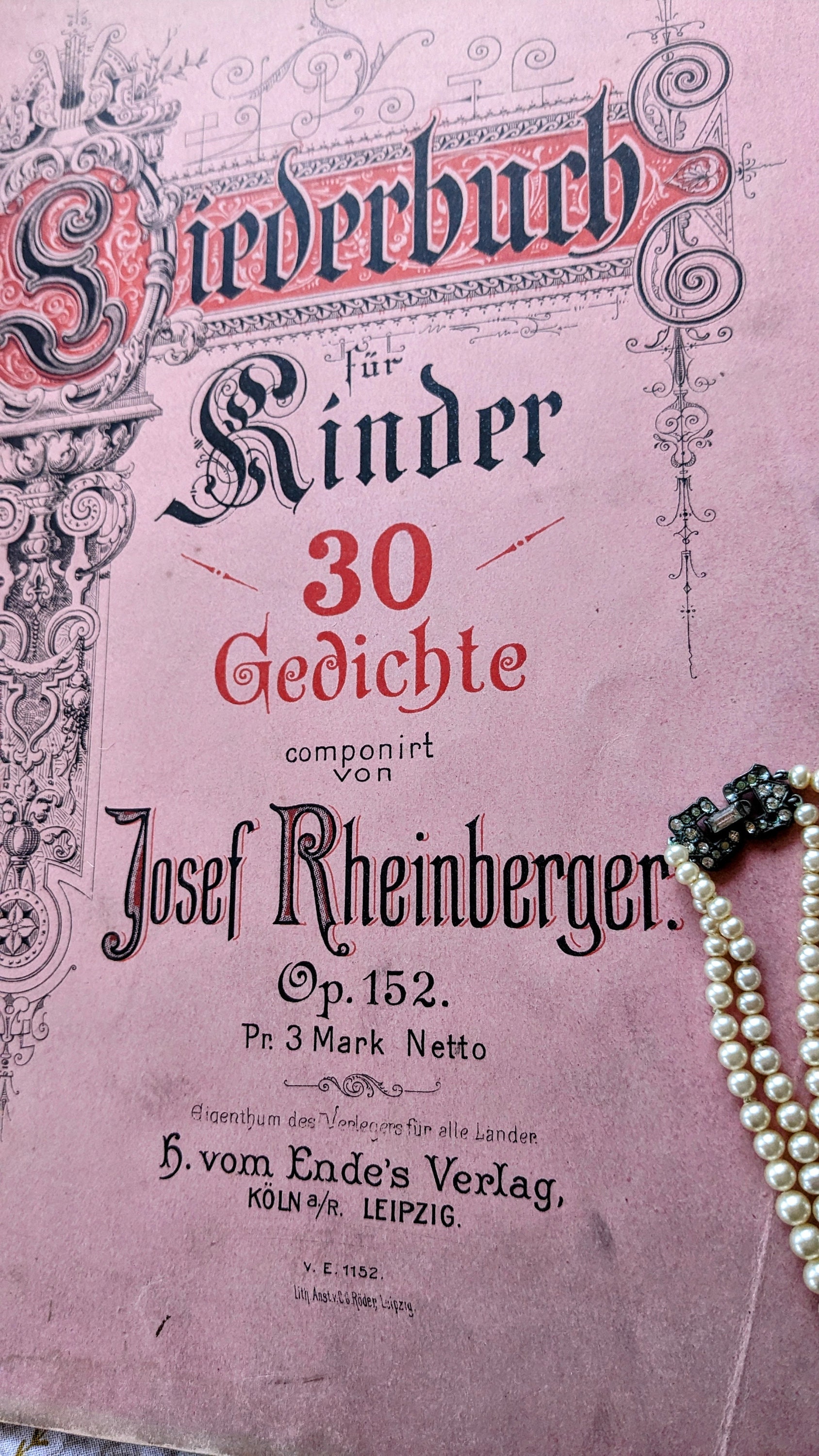 Antique German Language Liederbuch Für Kinder Soft Pink Cover Music ...