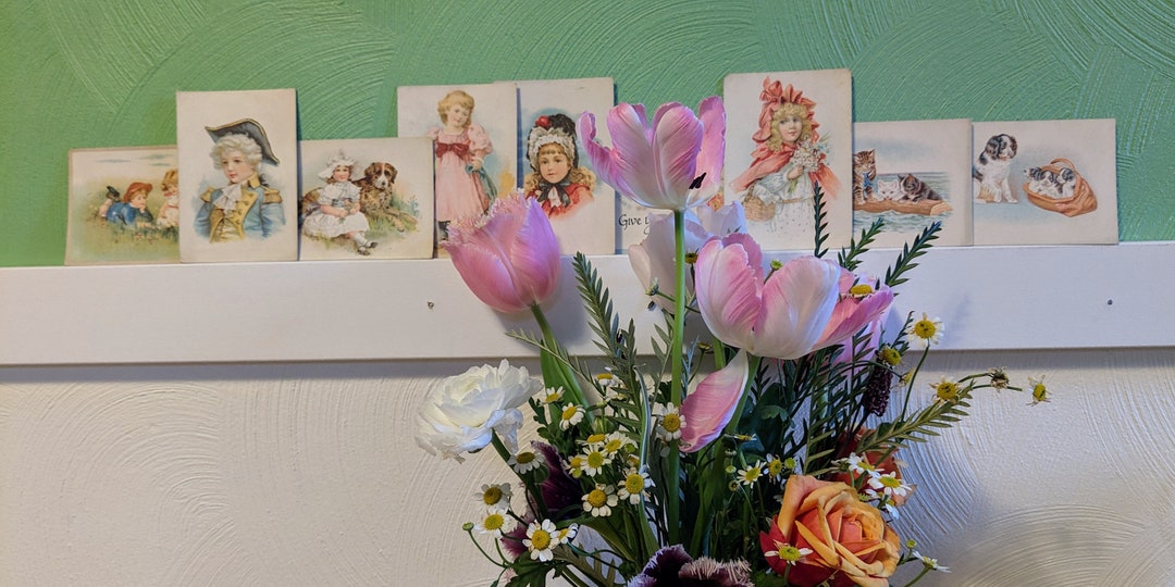 9 Antique Victorian Edwardian Cards Featuring Children Cats Dogs ...