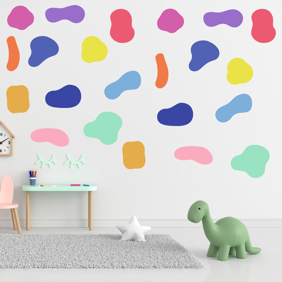 Abstract Wall Decals, Pastel Shapes Colorful Abstract Wall Sticker ...