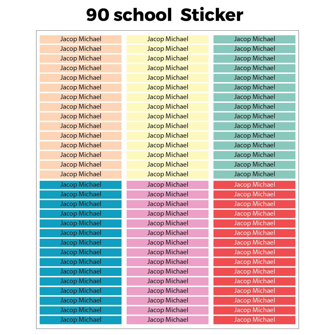 Personalized School Name Stickers - 4" Waterproof Labels - Etsy