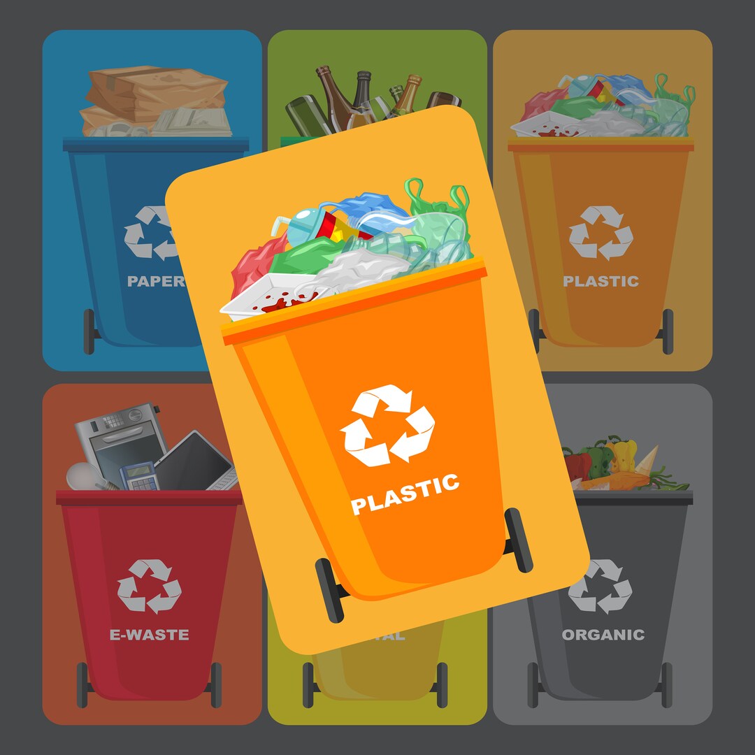 9 Pieces Recycling Sticker, Pvc Rubbish Materials,recycle Bin Sticker ...