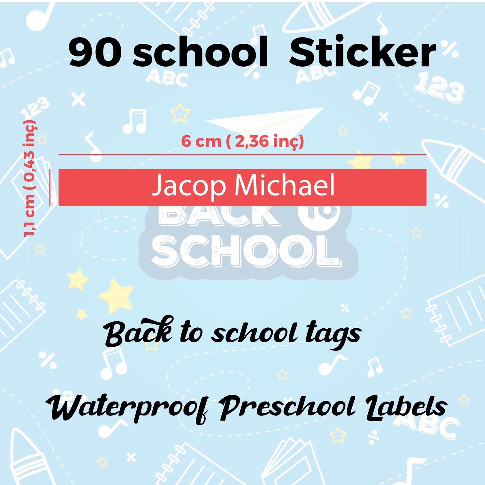 Personalized School Name Stickers - 4" Waterproof Labels - Etsy