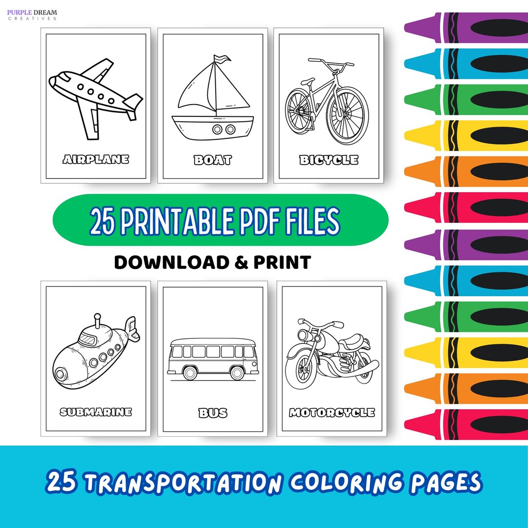 Pre-school Transportation Coloring Sheets, Printable Activity ...