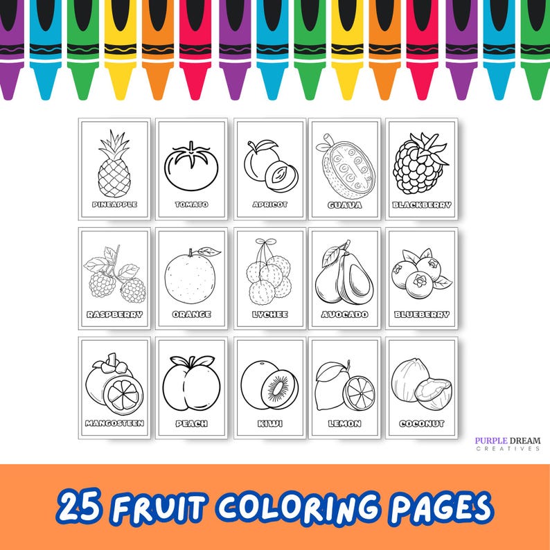 Printable Fruit Coloring Sheets for Kids, Toddlers, Preschoolers ...