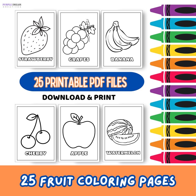 Printable Fruit Coloring Sheets for Kids, Toddlers, Preschoolers ...