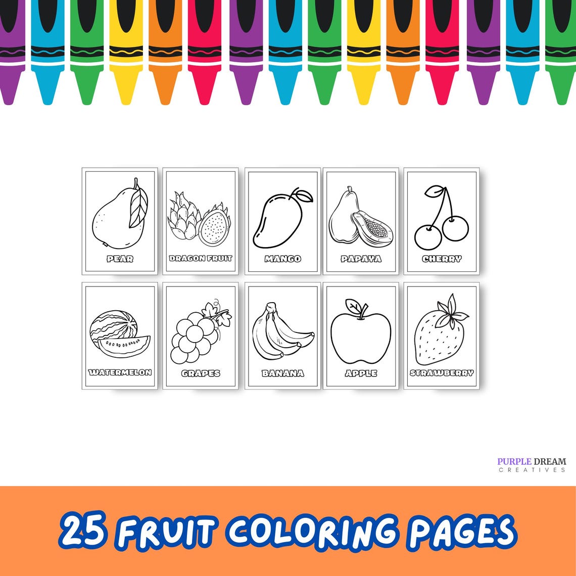 Printable Fruit Coloring Sheets for Kids, Toddlers, Preschoolers ...