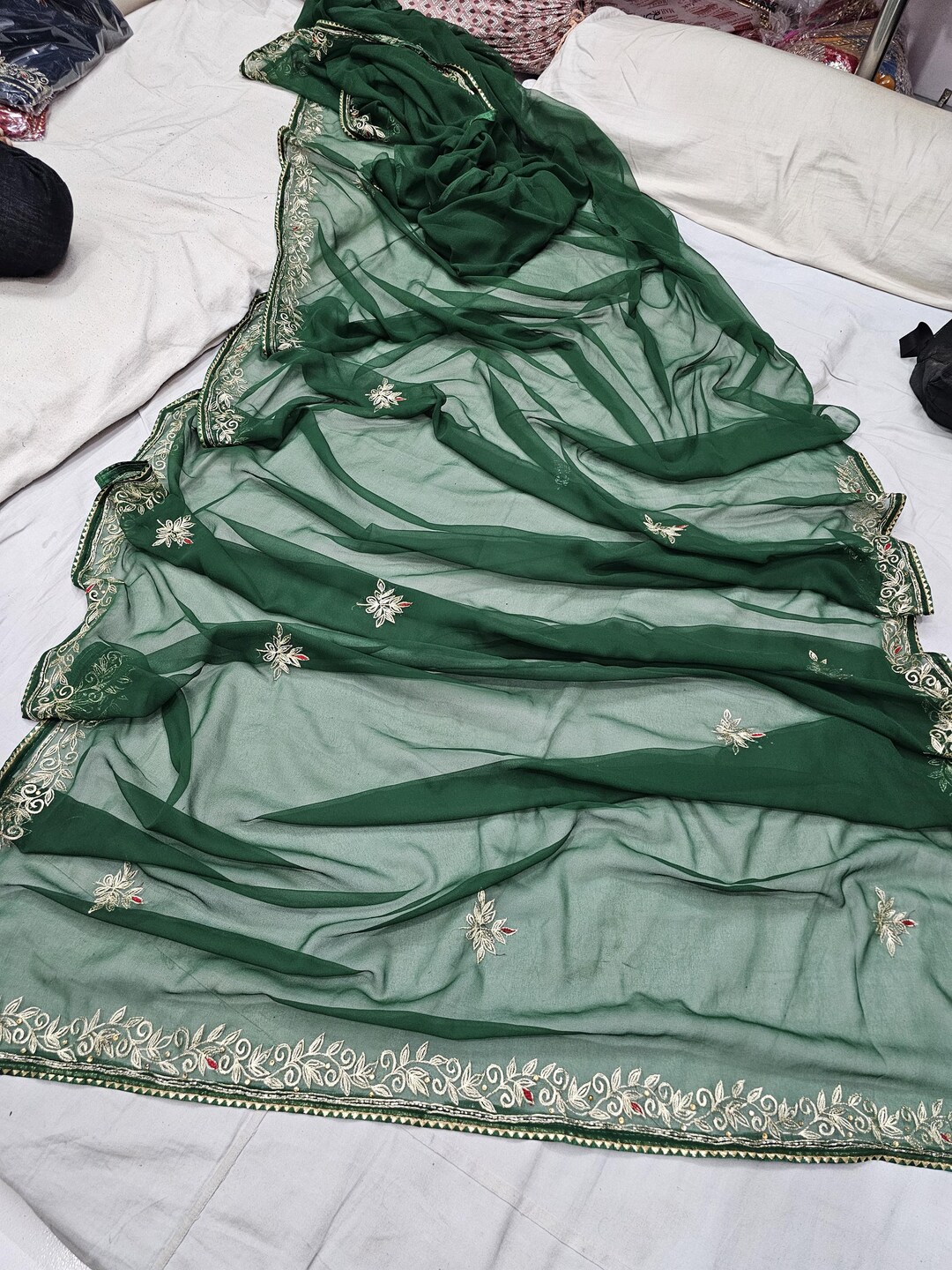 Georgette Pittan Work Saree: Traditional Indian Wedding Wear With ...