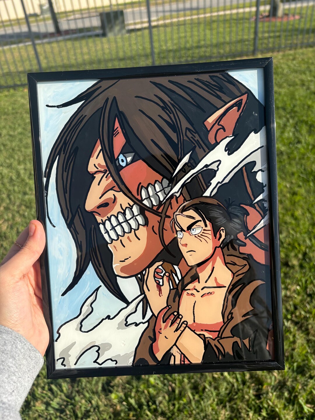 AOT Titan Painting Titan Glass Painting Anime Painting - Etsy