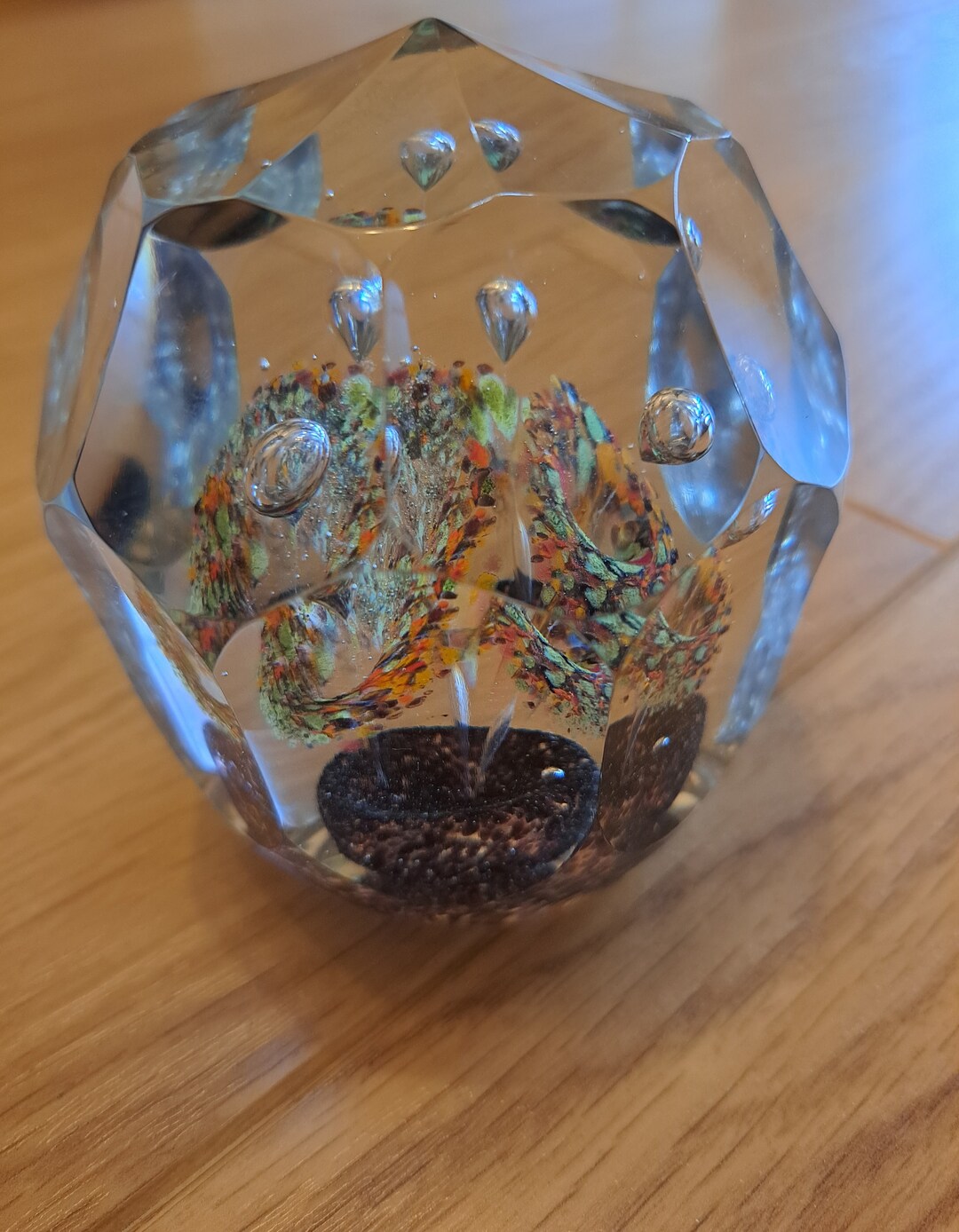 Large Val St Lambert Paperweight - Faceted Cut Crystal - Bubbles ...