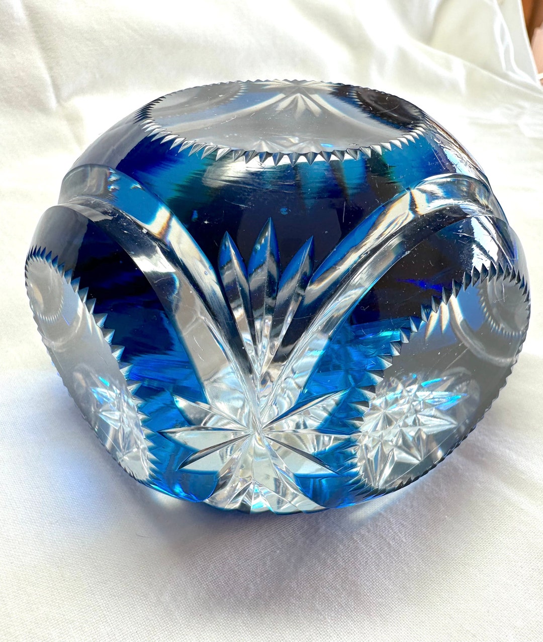 Blue Cut Crystal Paperweight Val St Lambert 335N - Etsy