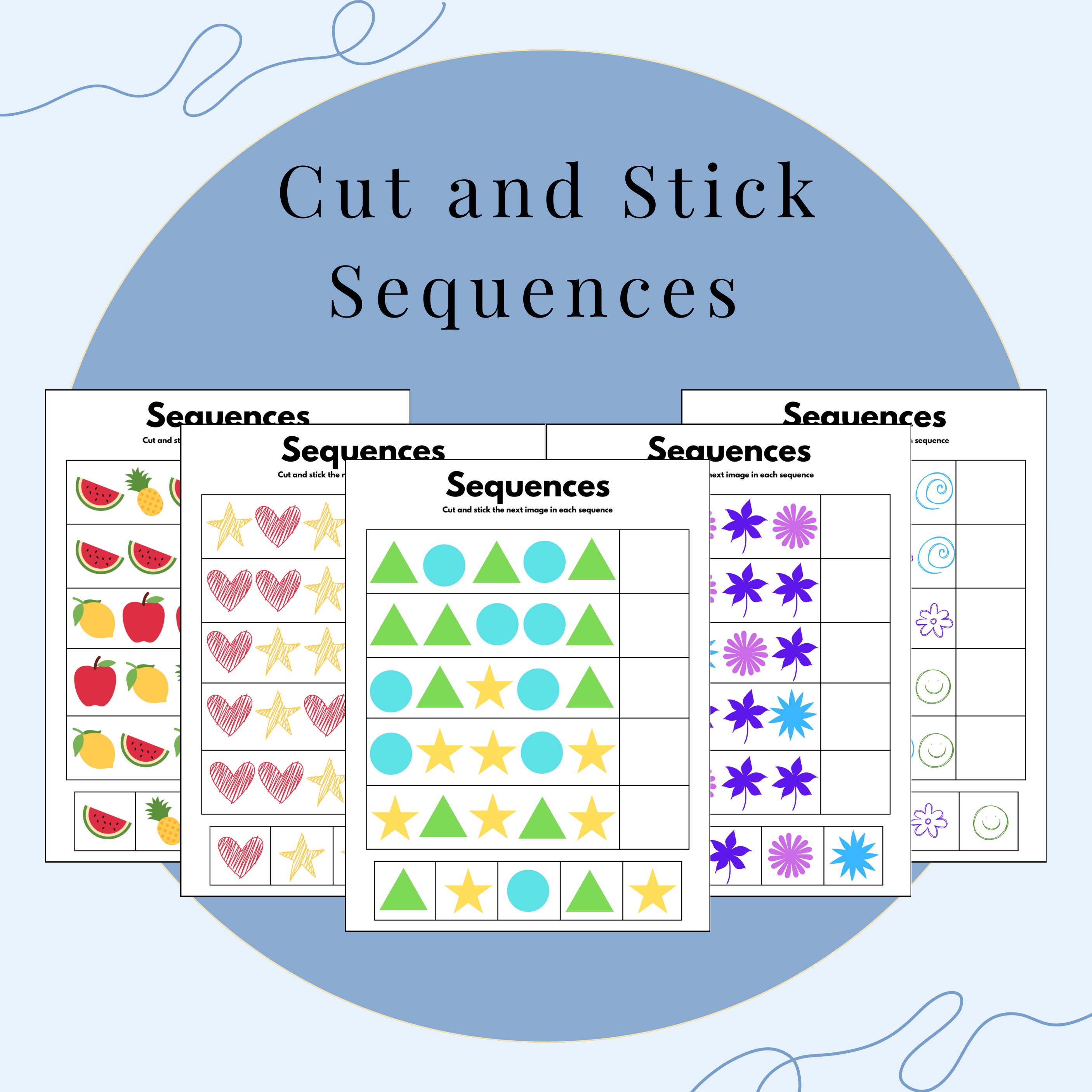 Preschool Cut and Paste Activity, Complete the Pattern, Complete the ...