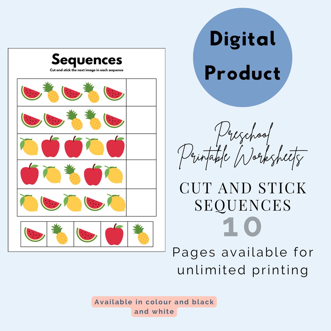 Preschool Cut and Paste Activity, Complete the Pattern, Complete the ...