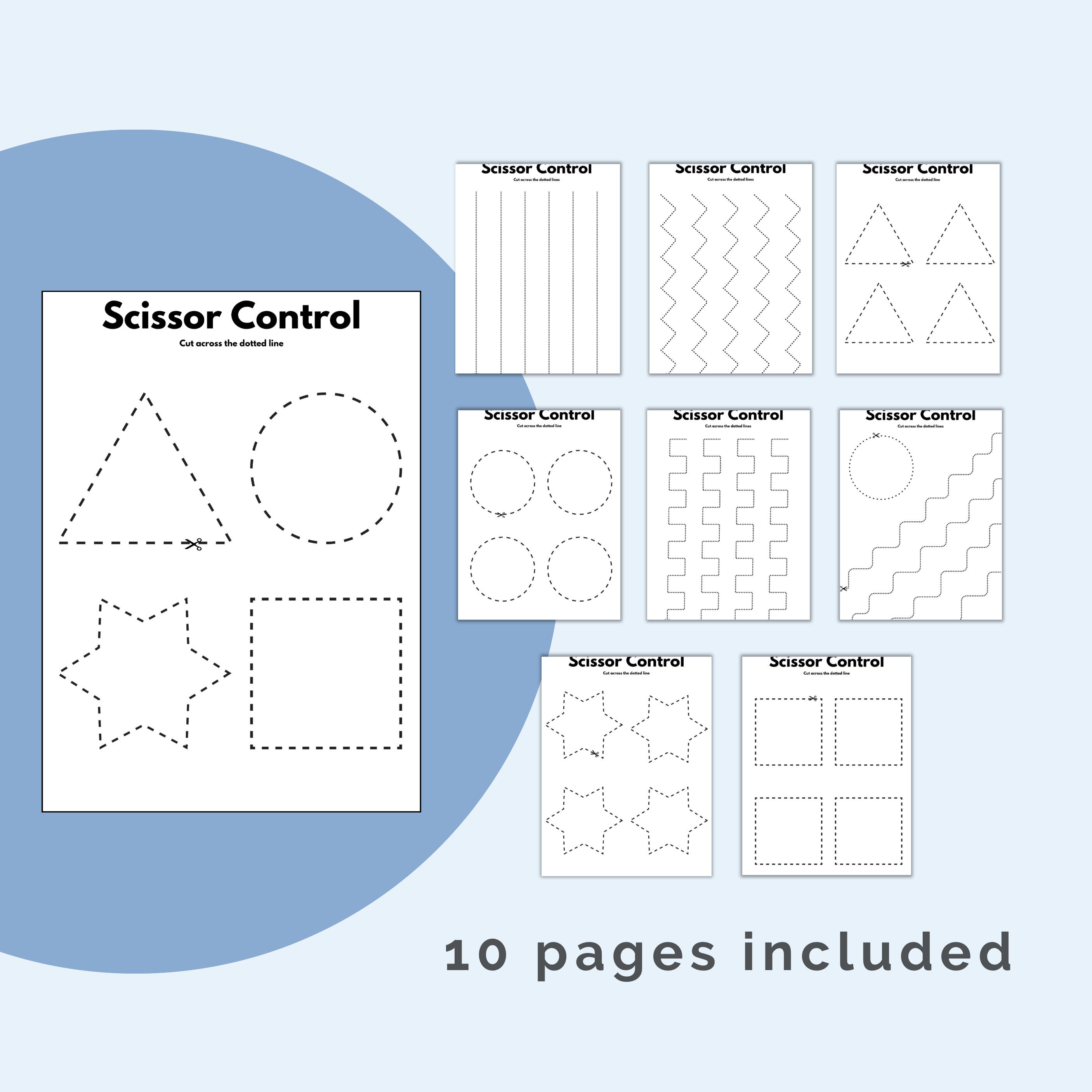 Scissor Control Printables, Printable Activity Sheet, Fine Motor ...