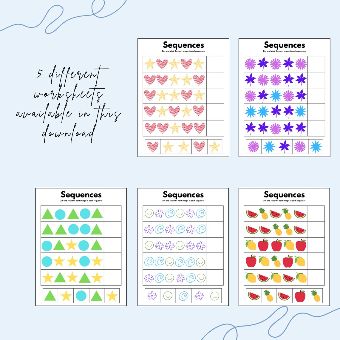 Preschool Cut and Paste Activity, Complete the Pattern, Complete the ...