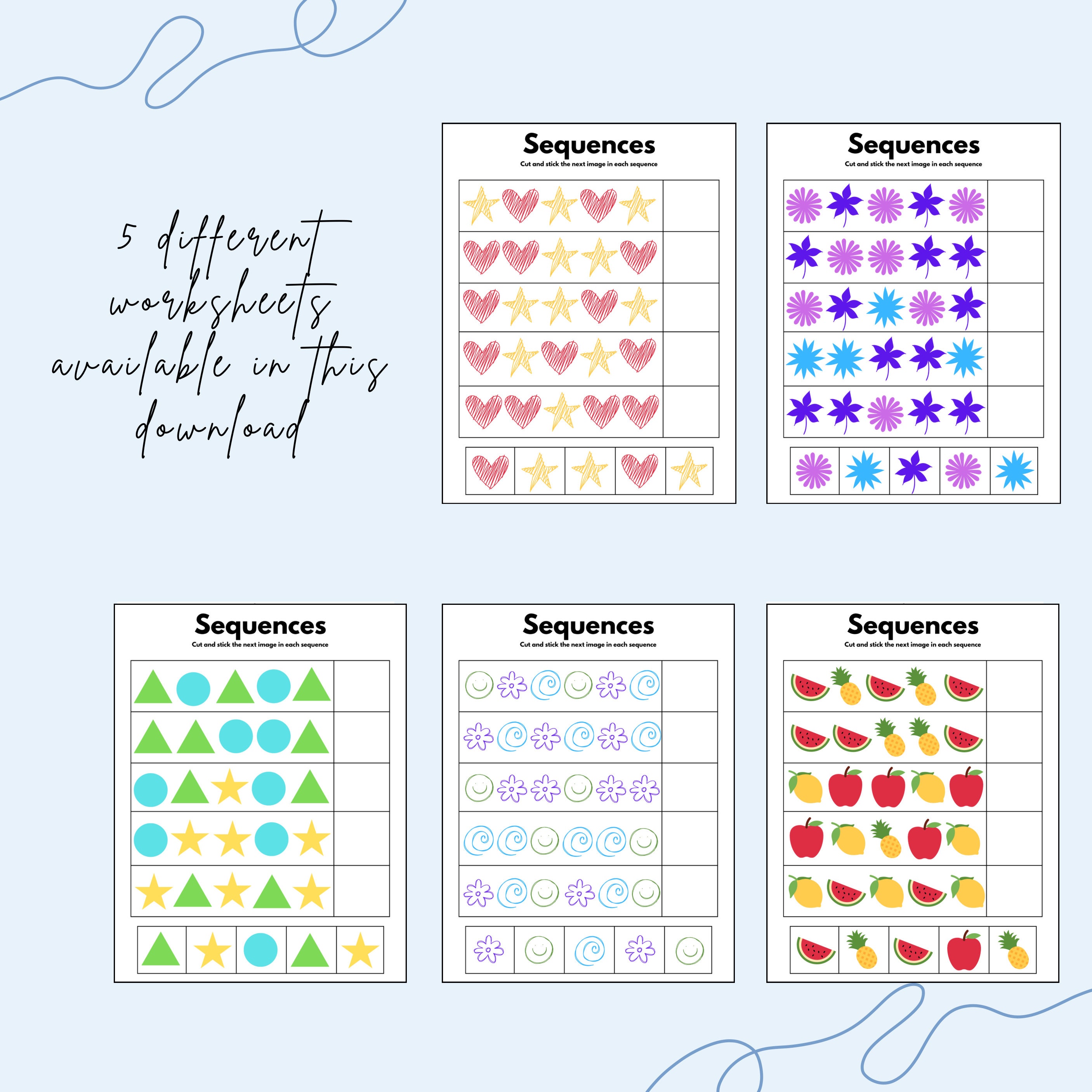 Preschool Cut and Paste Activity, Complete the Pattern, Complete the ...