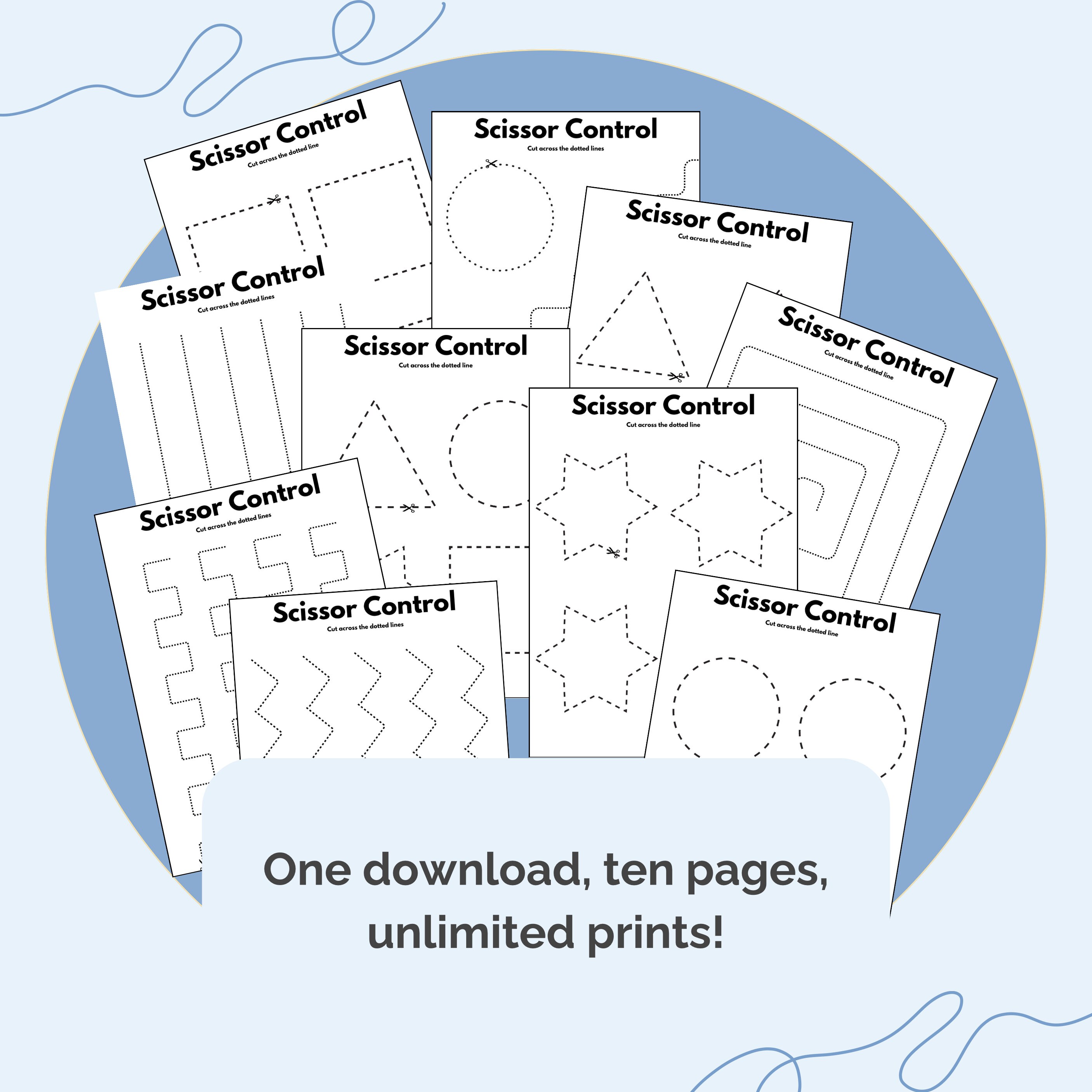 Scissor Control Printables, Printable Activity Sheet, Fine Motor ...