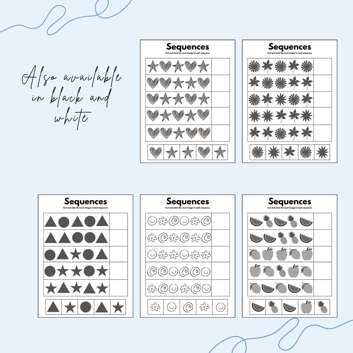 Preschool Cut and Paste Activity, Complete the Pattern, Complete the ...