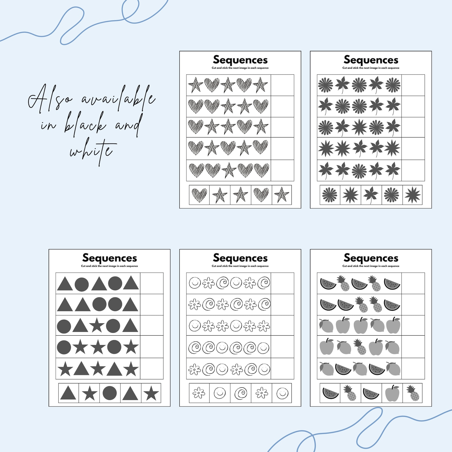 Preschool Cut and Paste Activity, Complete the Pattern, Complete the ...