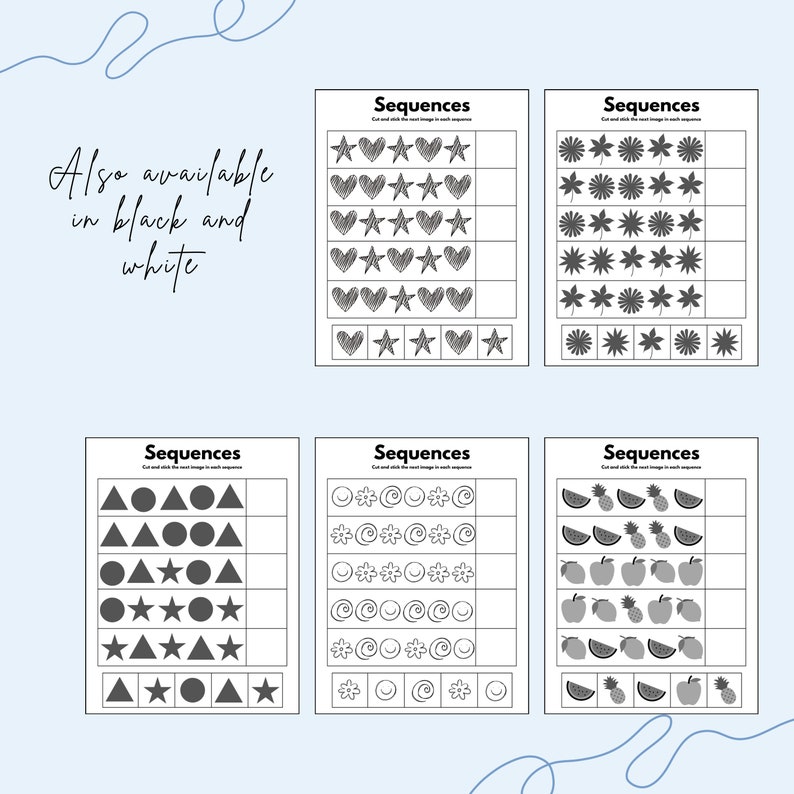 Preschool Cut and Paste Activity, Complete the Pattern, Complete the ...