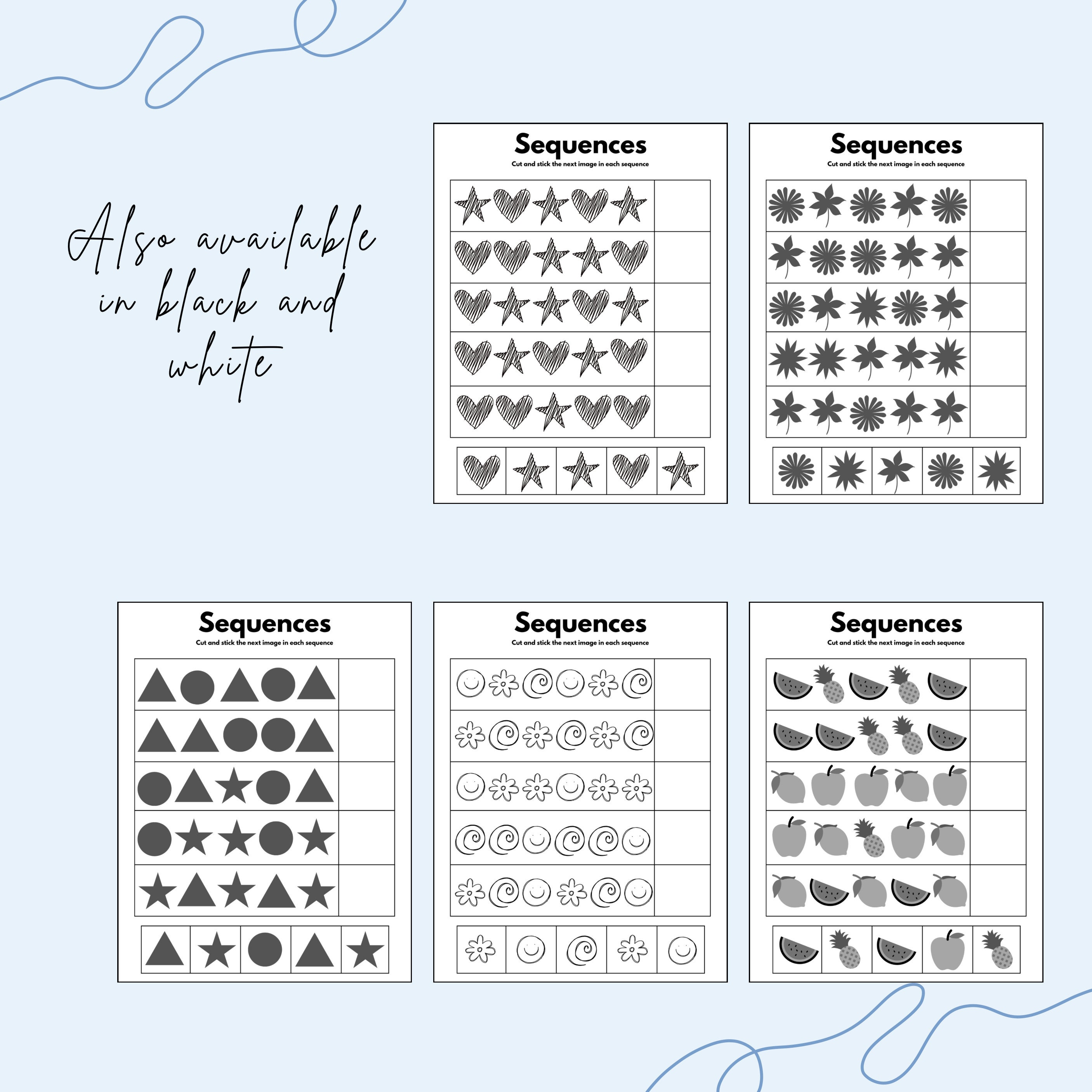 Preschool Cut and Paste Activity, Complete the Pattern, Complete the ...
