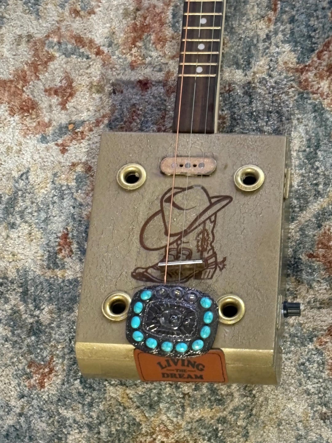 EL Padre - Cowboy Turquoise- Rustic Cigar Box Guitar - Etsy