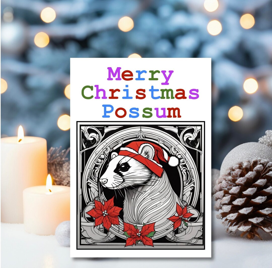 POSSUM Merry Christmas Card Possum Xmas Card AUSTRALIA Card - Etsy