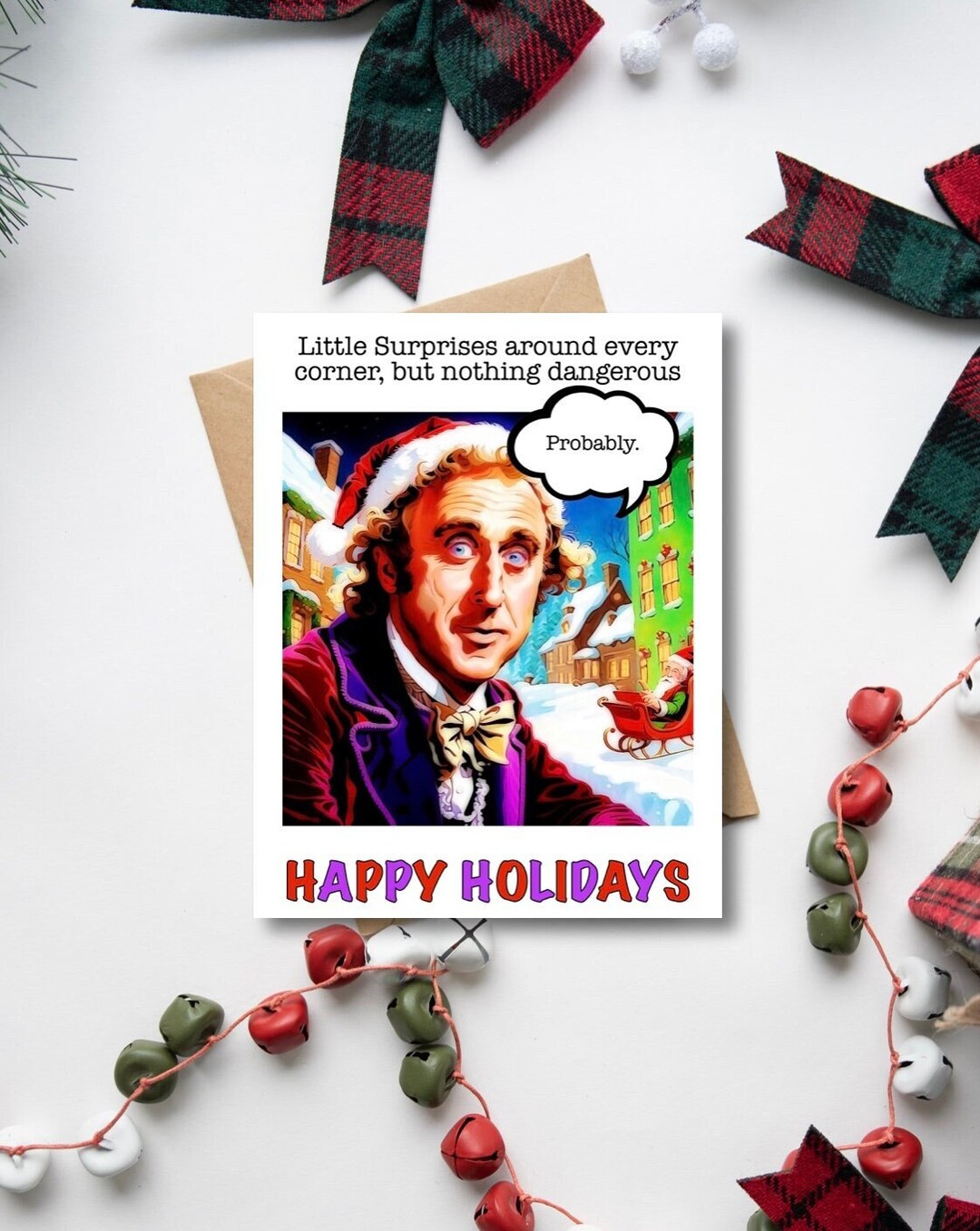 Willy WONKA Happy Holidays Christmas Card, Charlie & CHOCOLATE Factory ...
