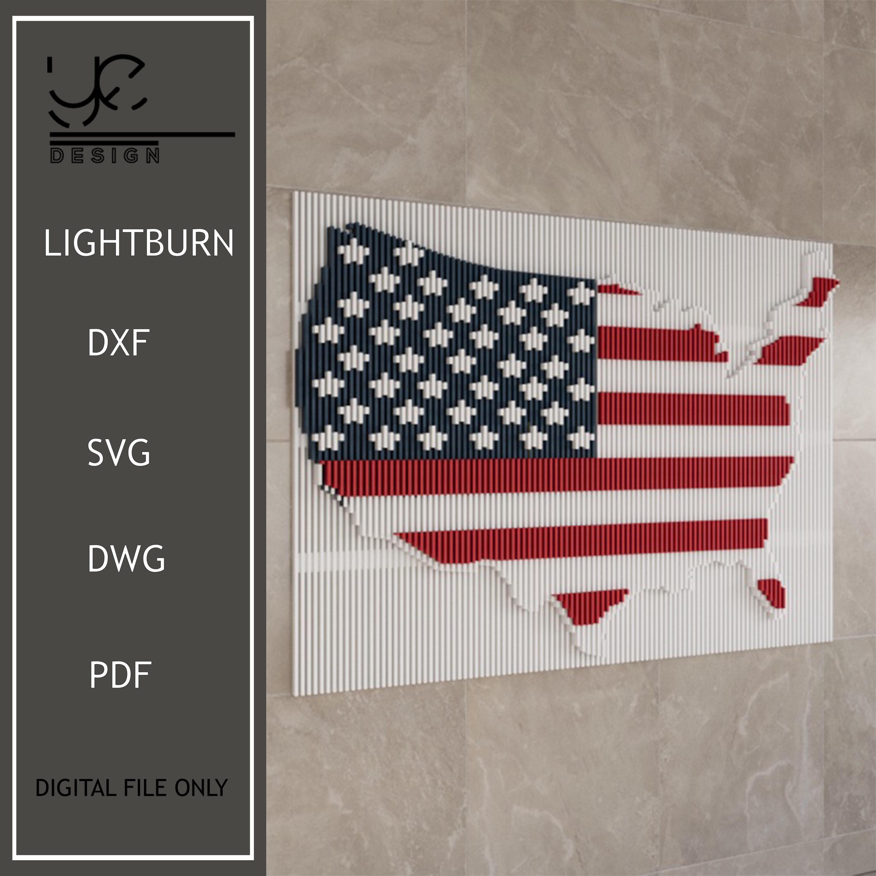 Map of USA Parametric 3D Wood Wall Art,wood Cnc Flag Usa,wood American ...